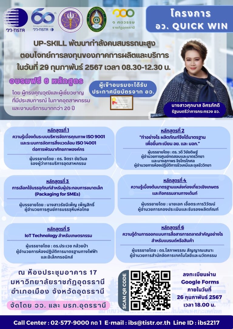 วว. ปลื้ม “โครงการ Quick win : Up-Skill Re-Skill พัฒนากำลังคนสมรรถนะสูงของ อว.” สำเร็จเกินเป้า ...